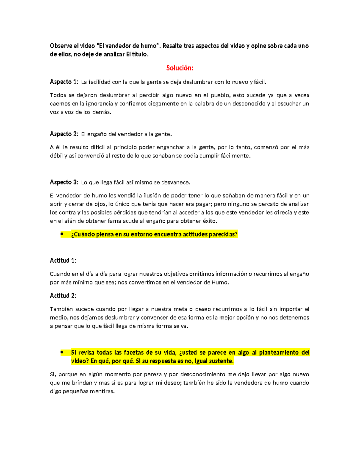 Vendedor de humo - Apuntes de las guias - Observe el video “El vendedor ...