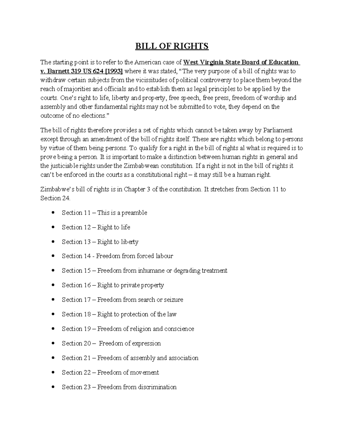 11. BILL OF Rights - BILL OF RIGHTS The starting point is to refer to ...