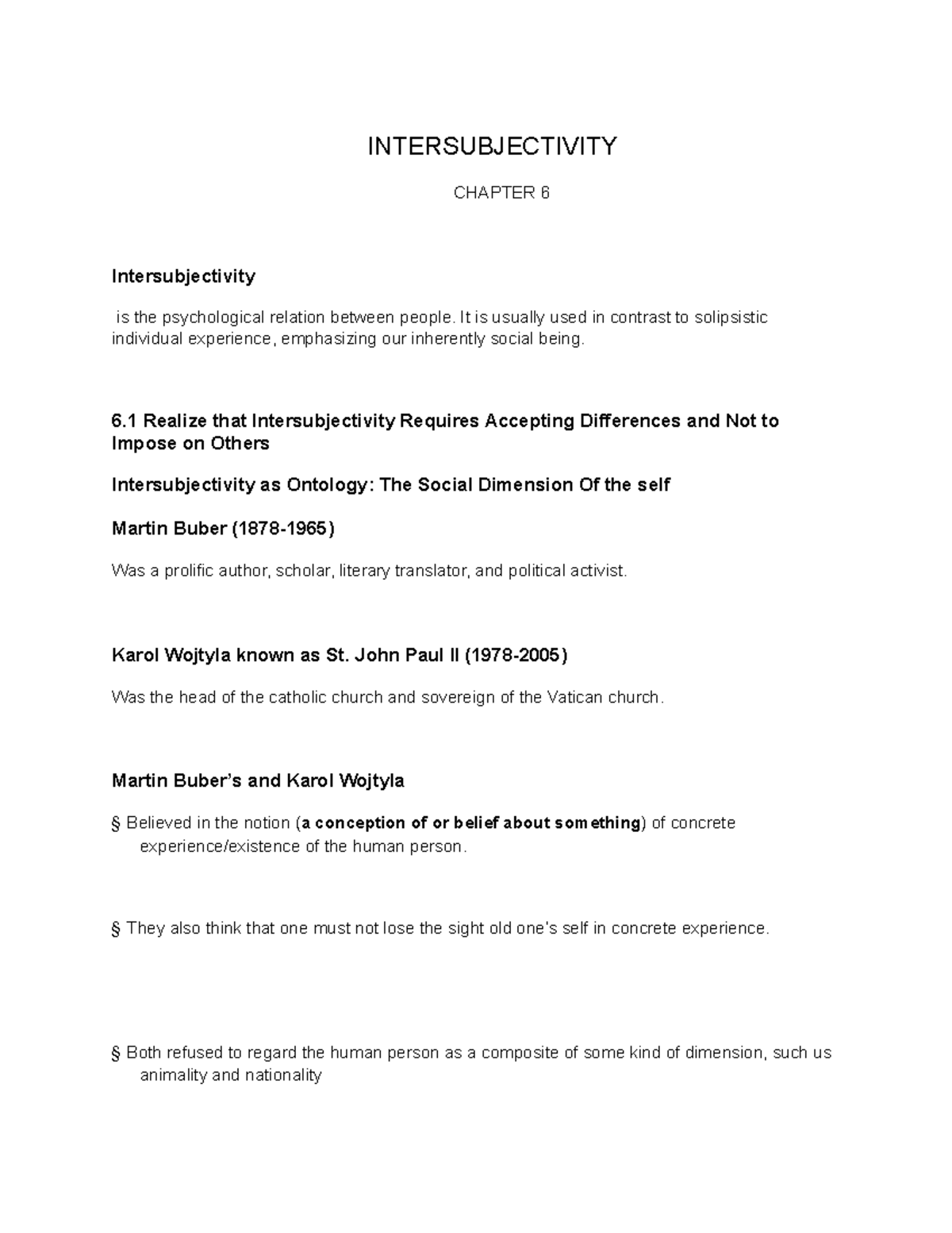Intersubjectivity Chapter 6 to 8 - INTERSUBJECTIVITY CHAPTER 6 ...