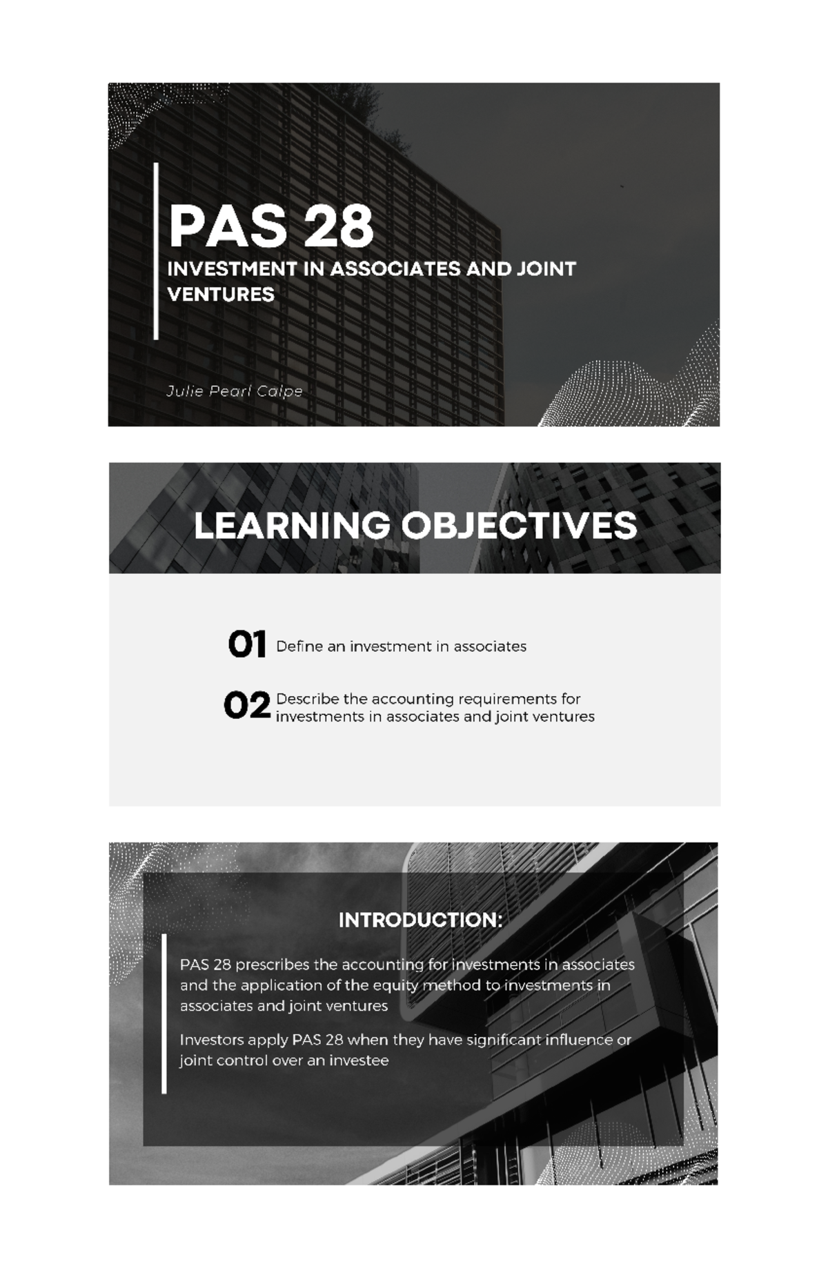 PAS 28 - Summary Bachelor of Science in Accountancy - Studocu