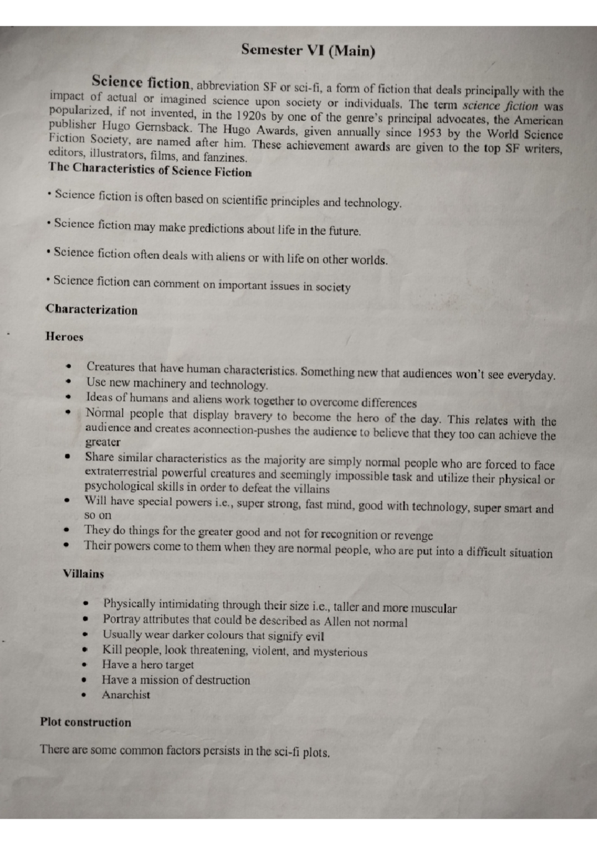 Science fiction sem 4 main - History of English literature - Studocu