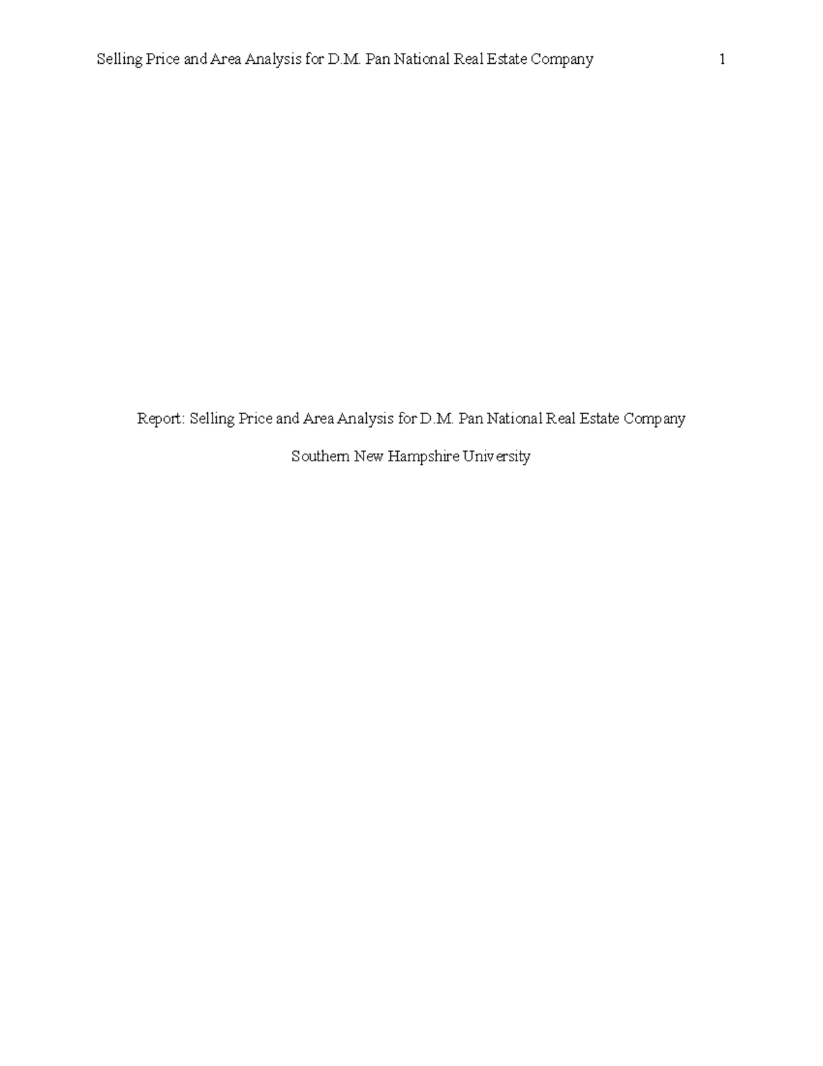 MAT 240 Module Two Assignment Template - Selling Price and Area ...