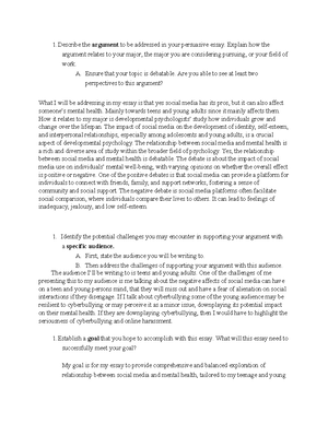 2-5 Writting Notes - Assignment - Describe the argument to be addressed ...