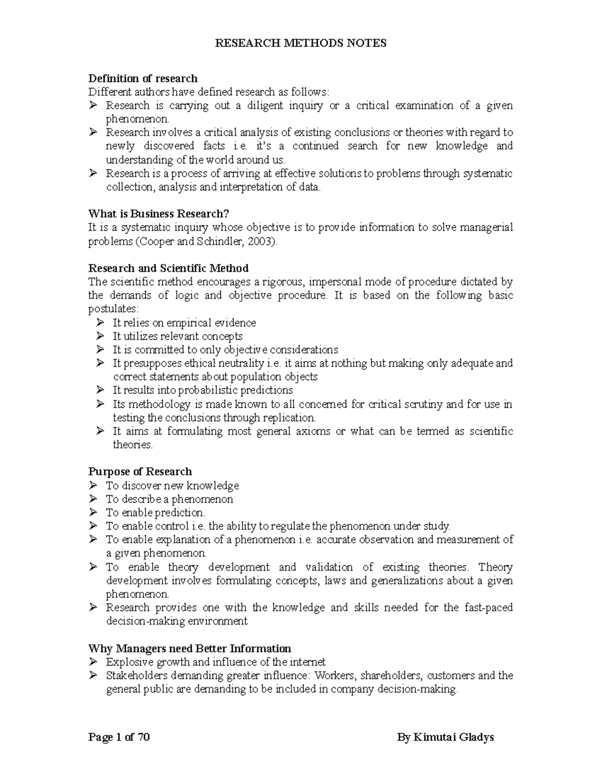 BSU 305 Notes - none is given - Definition of research Different ...