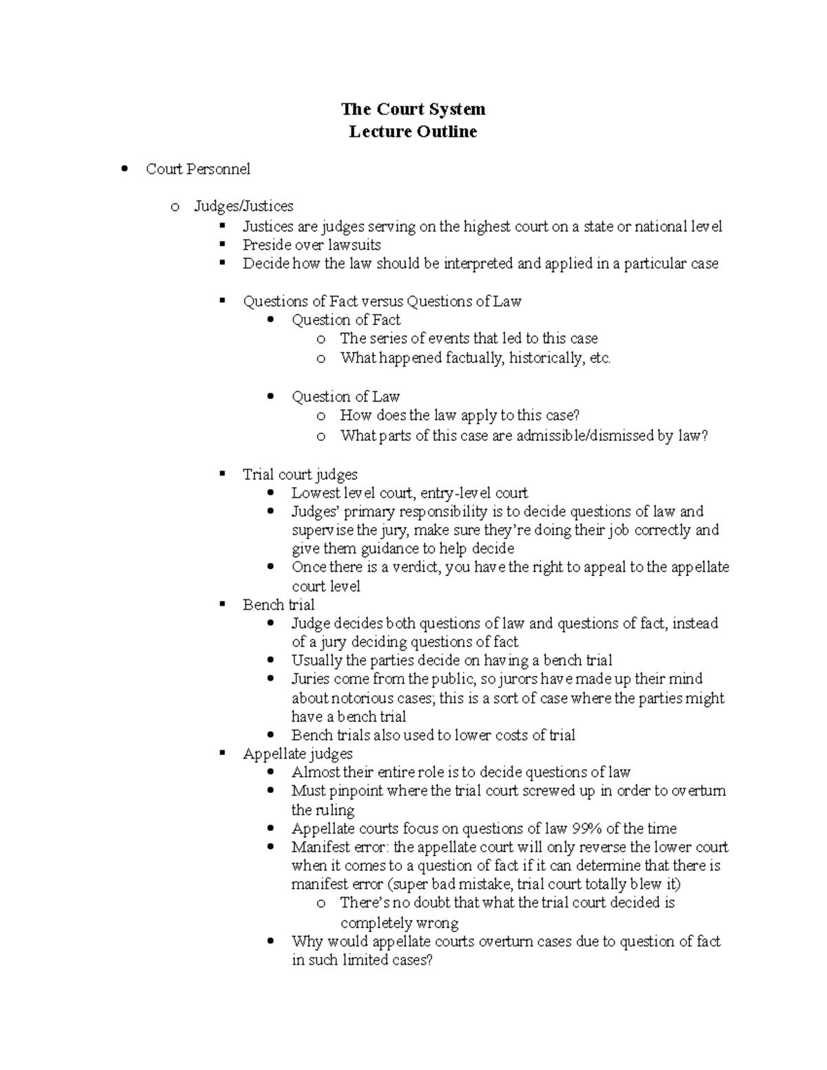 Ch 3 The court system - The Court System Lecture Outline Court ...