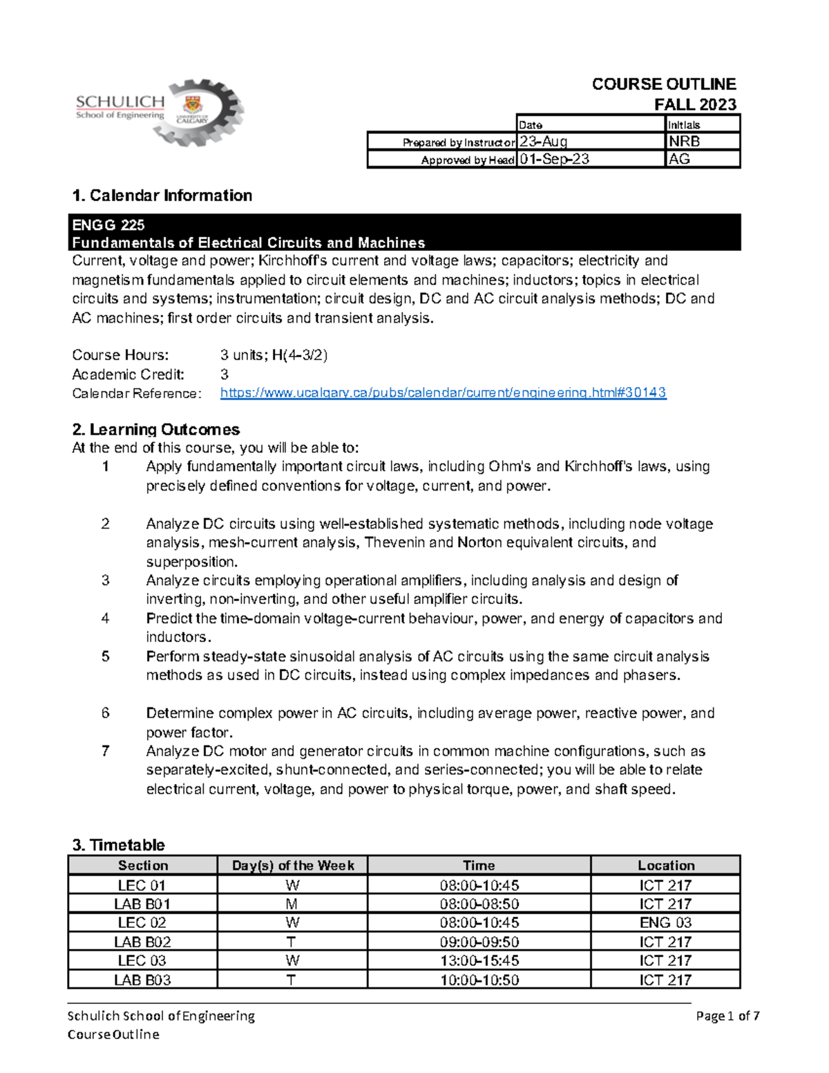 ENGG225-FALL2023-Course Outline - - Studocu