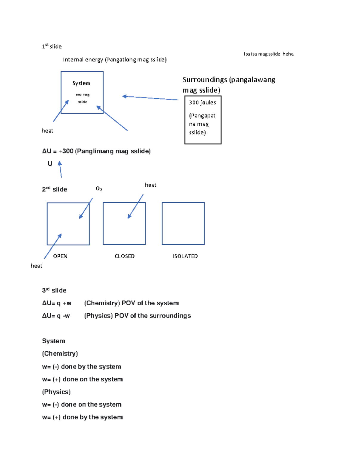 1st law of thermodynamics - 1 st slide Internal energy (Pangatlong mag ...