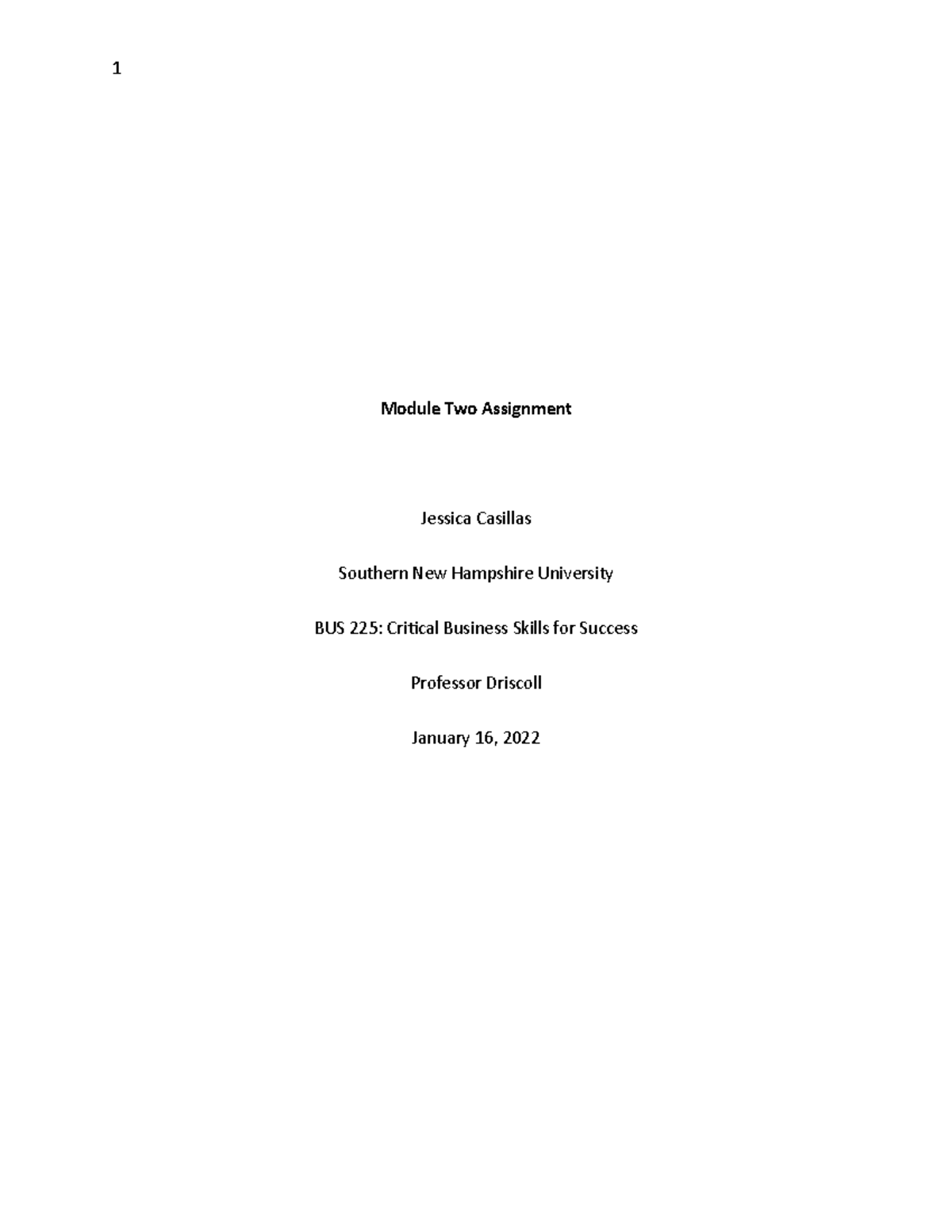 BUS225 Module Two Assignment - Module Two Assignment Jessica Casillas ...