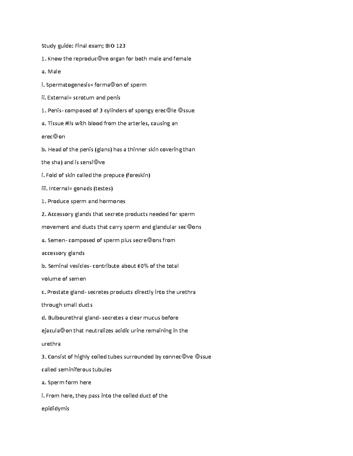 Study guide BIO123 - Lecture notes 1 - Study guide: Final exam; BIO 123 ...