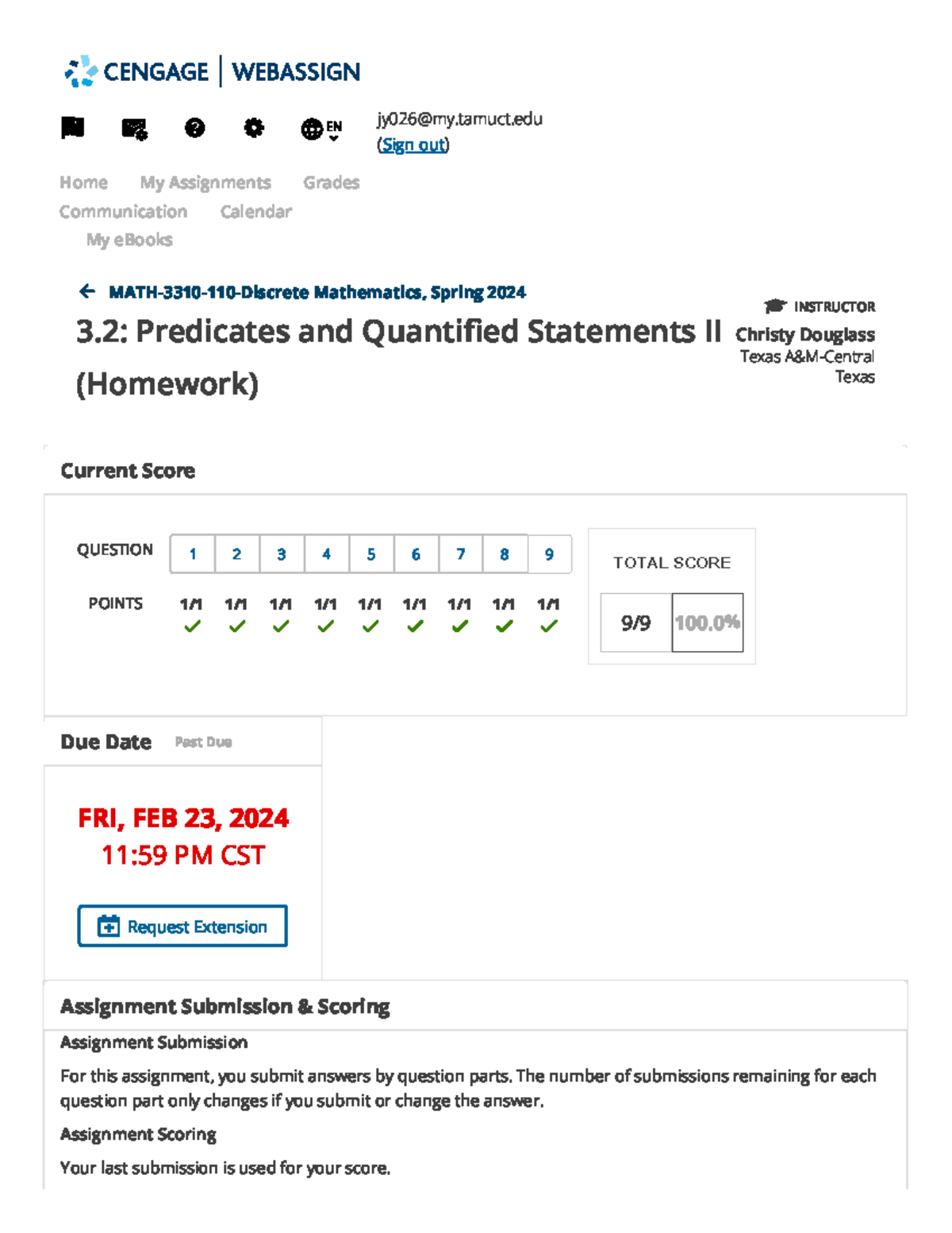 3 - Answered assignments that are given in Cengage - EN jy026@my.tamuct ...