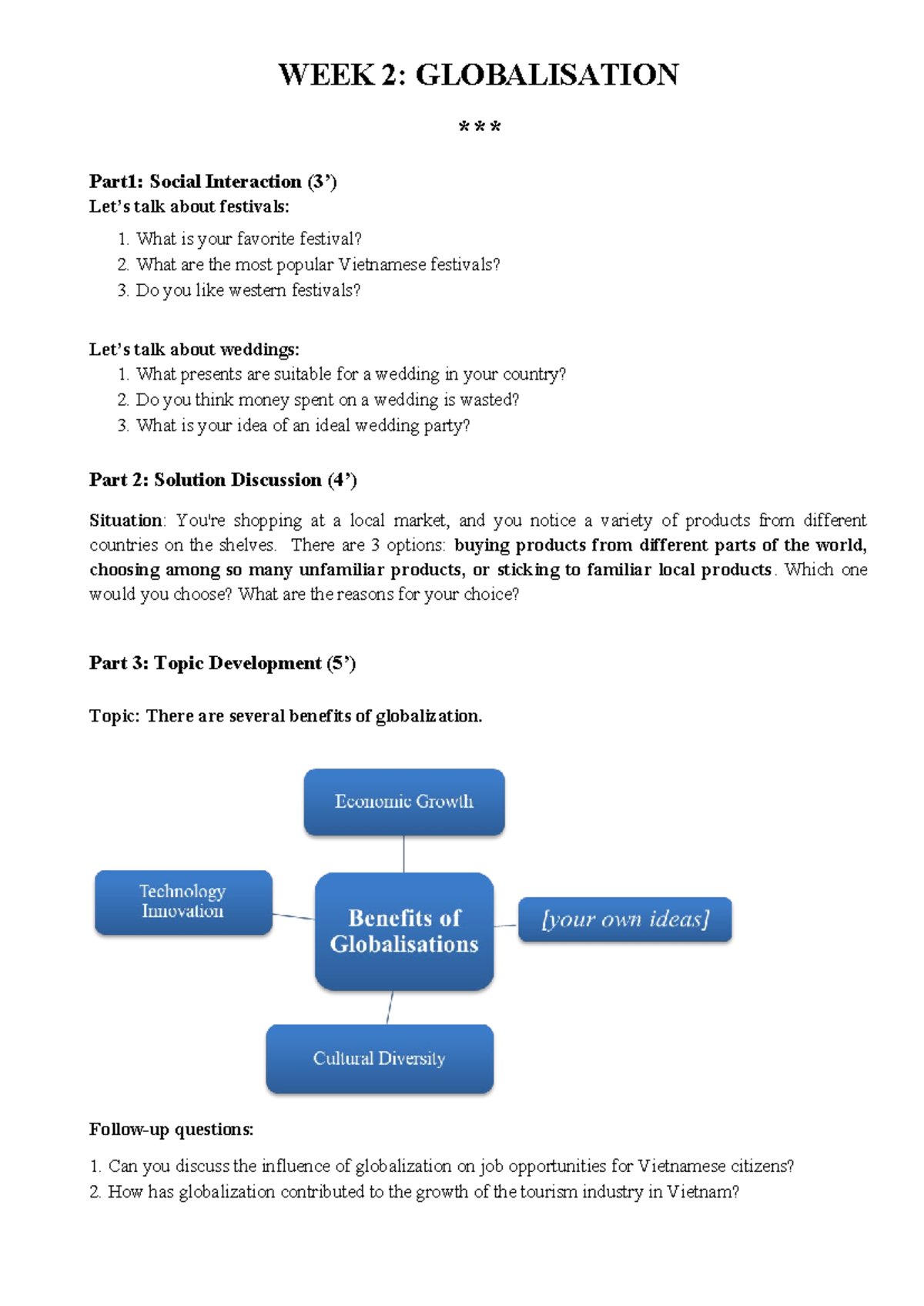Week 2 Unit 1 Globalization - WEEK 2: GLOBALISATION *** Part1: Social ...