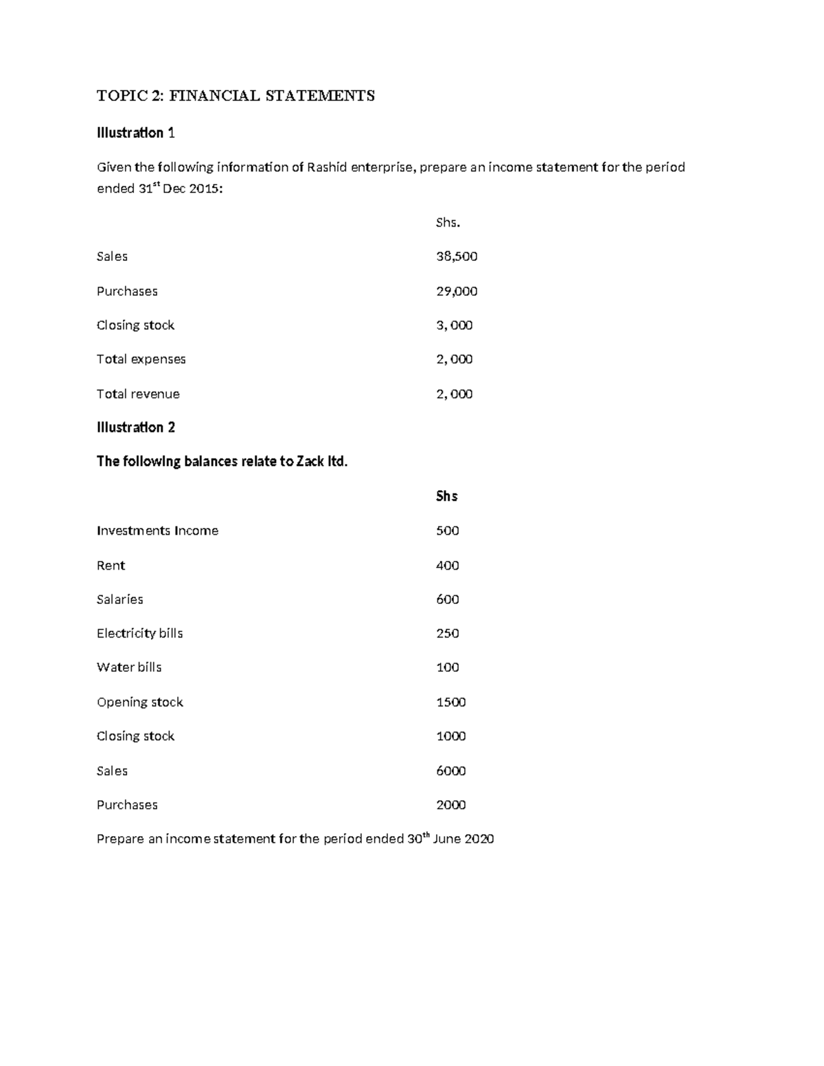 Illustrations Financial Statements - TOPIC 2: FINANCIAL STATEMENTS ...