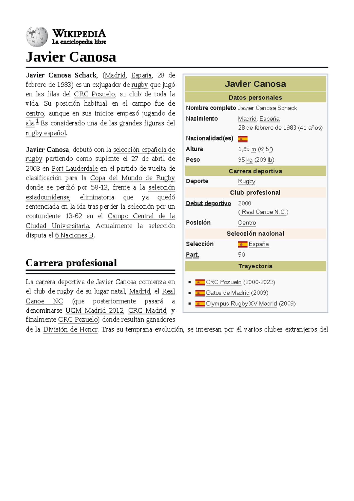 Javier Canosa - aaaa - Javier Canosa Datos personales Nombre completo ...