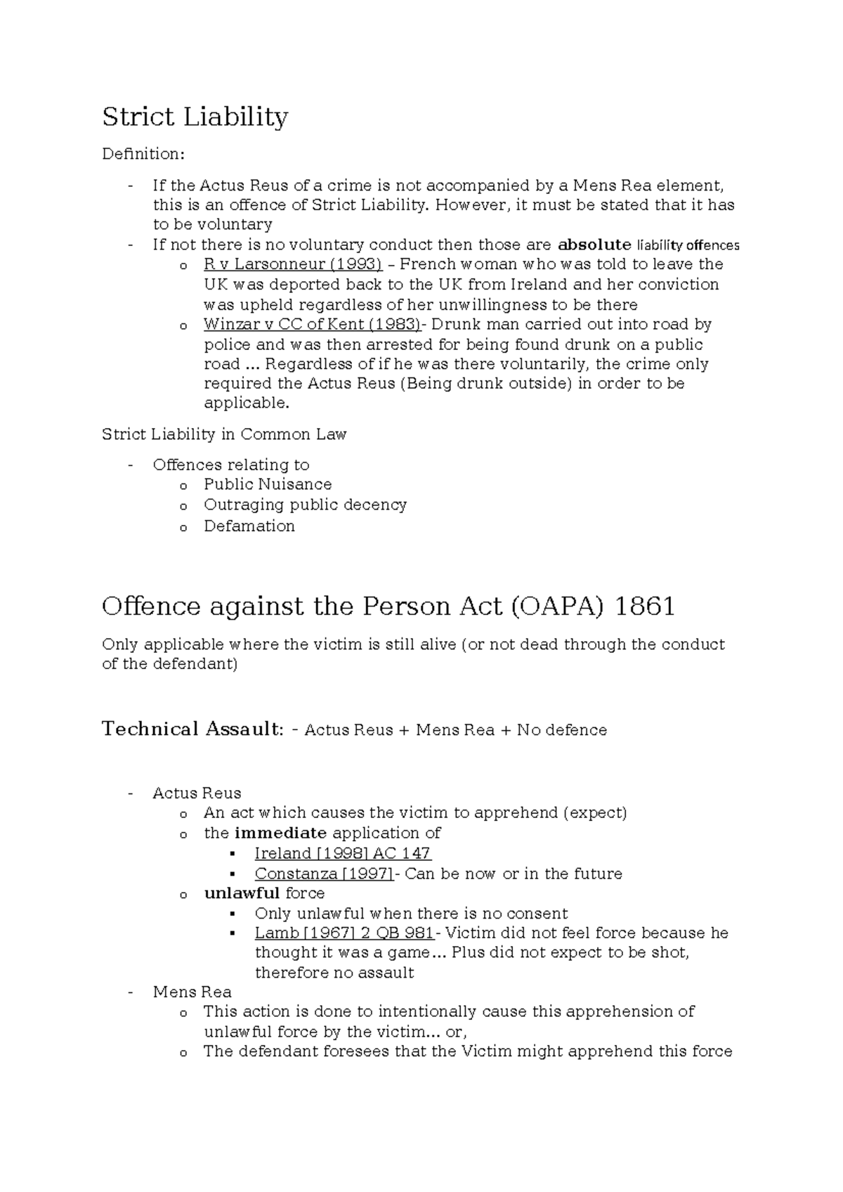 Strict Liability, OAPA, Sexual Offences - Strict Liability Definition ...