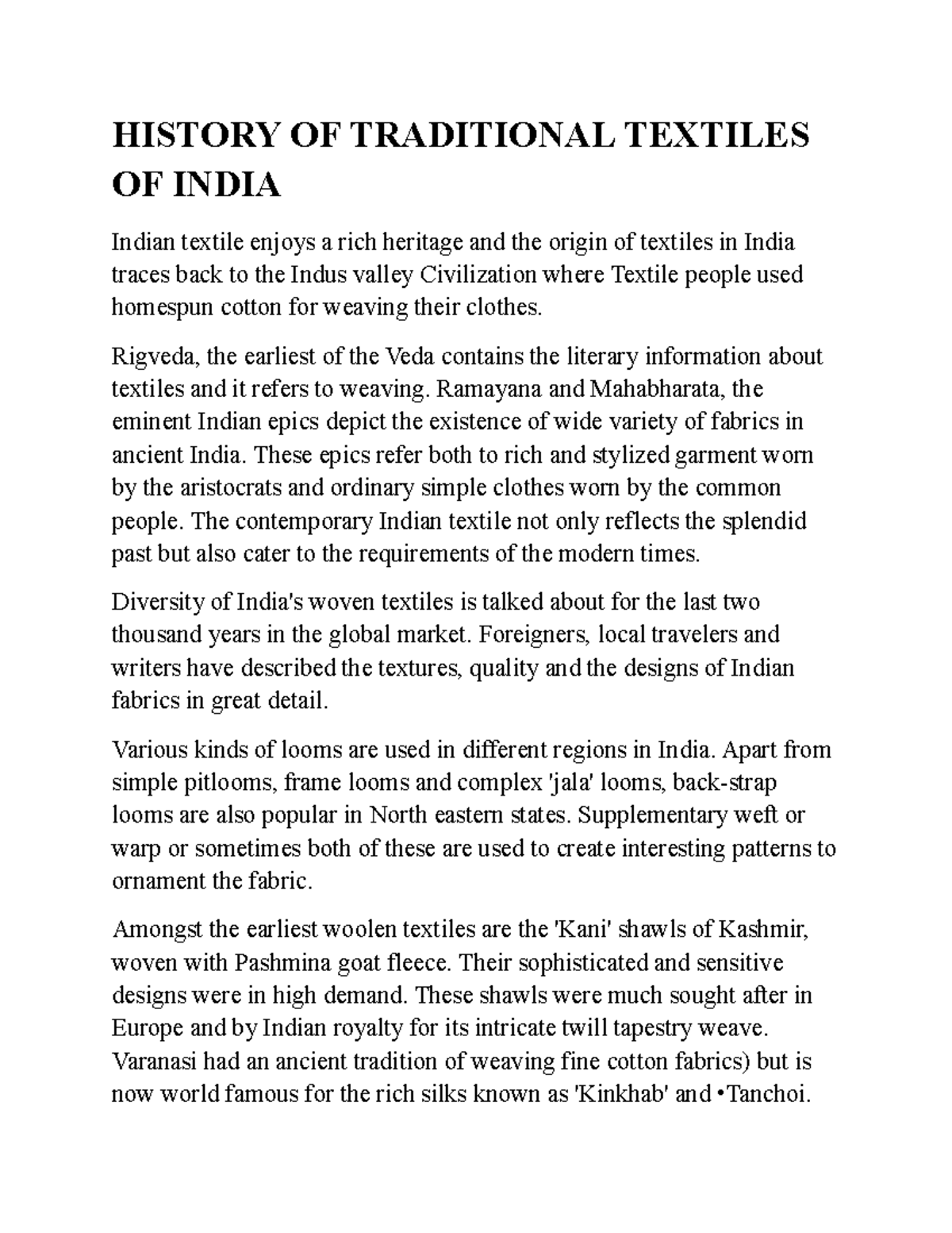 History OF Traditional Textiles OF India - HISTORY OF TRADITIONAL ...