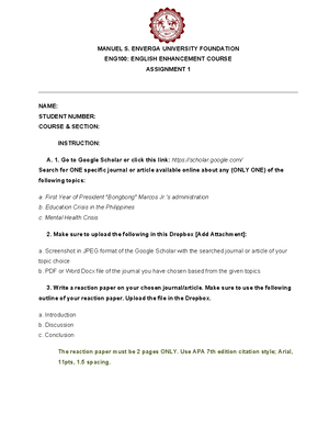 ENG100 Prelim Notes Lesson 4 - English Enhancement Course - MANUEL S ...