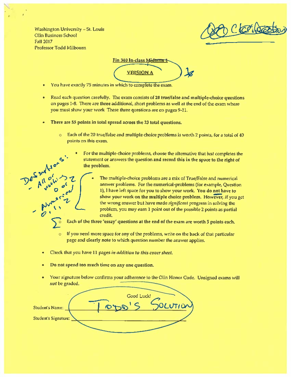 FIN340 - 2017 F - Midterm 1 - Solutions - Washington University St ...