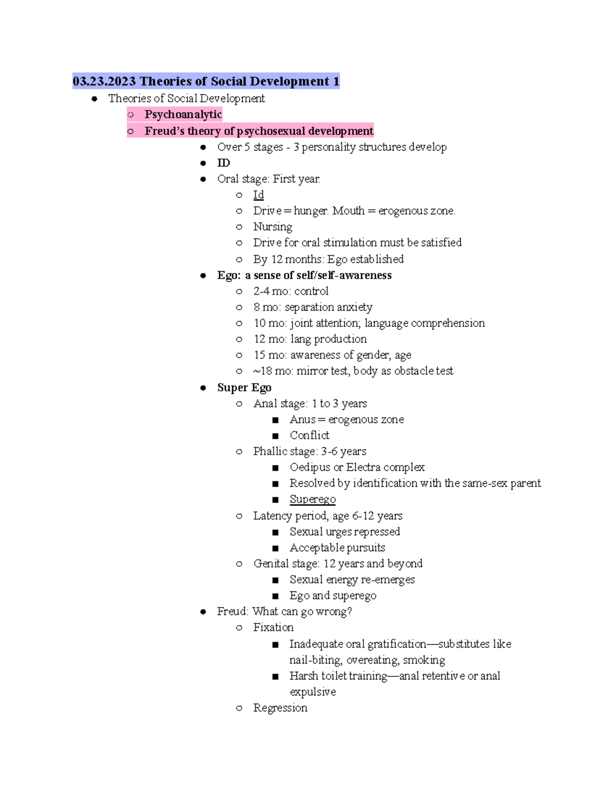 Developmental Psych Exam 3 Notes - 03.23 Theories of Social Development ...