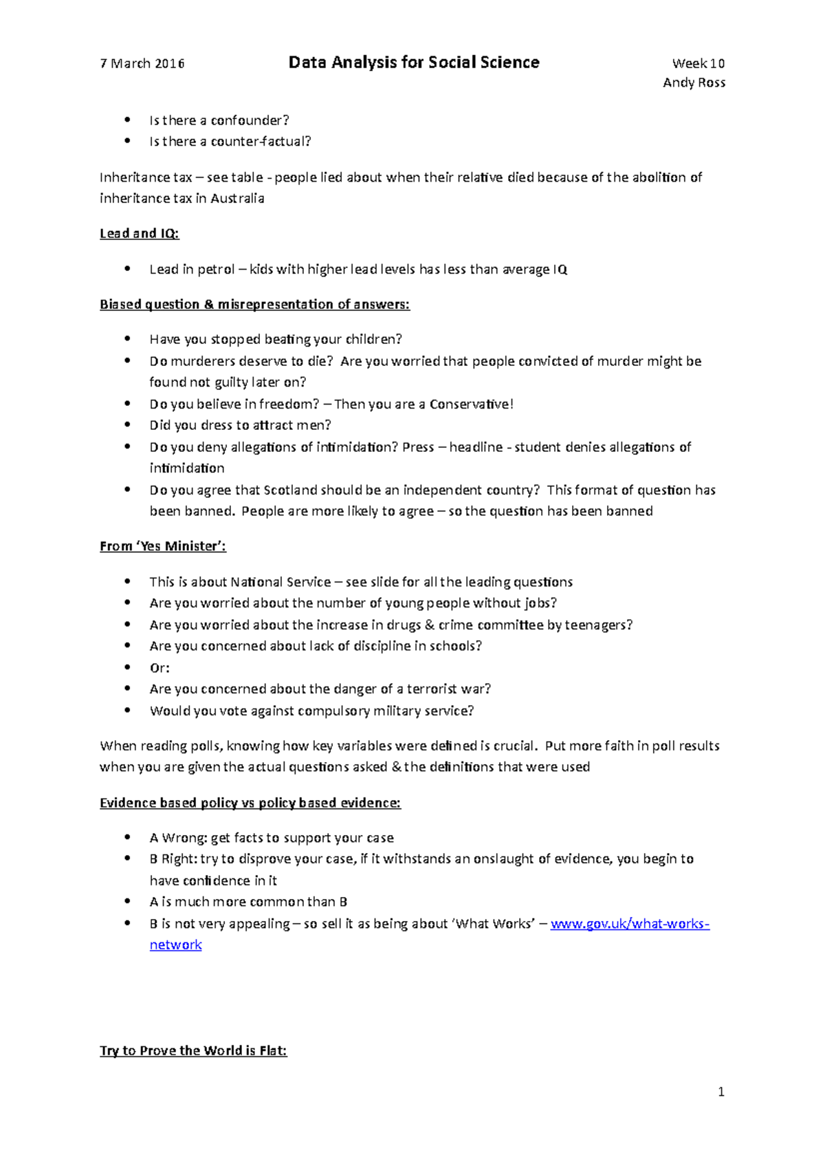 Wk 10 Data Analysis for Social Science - 7 March 2016 Data Analysis for ...