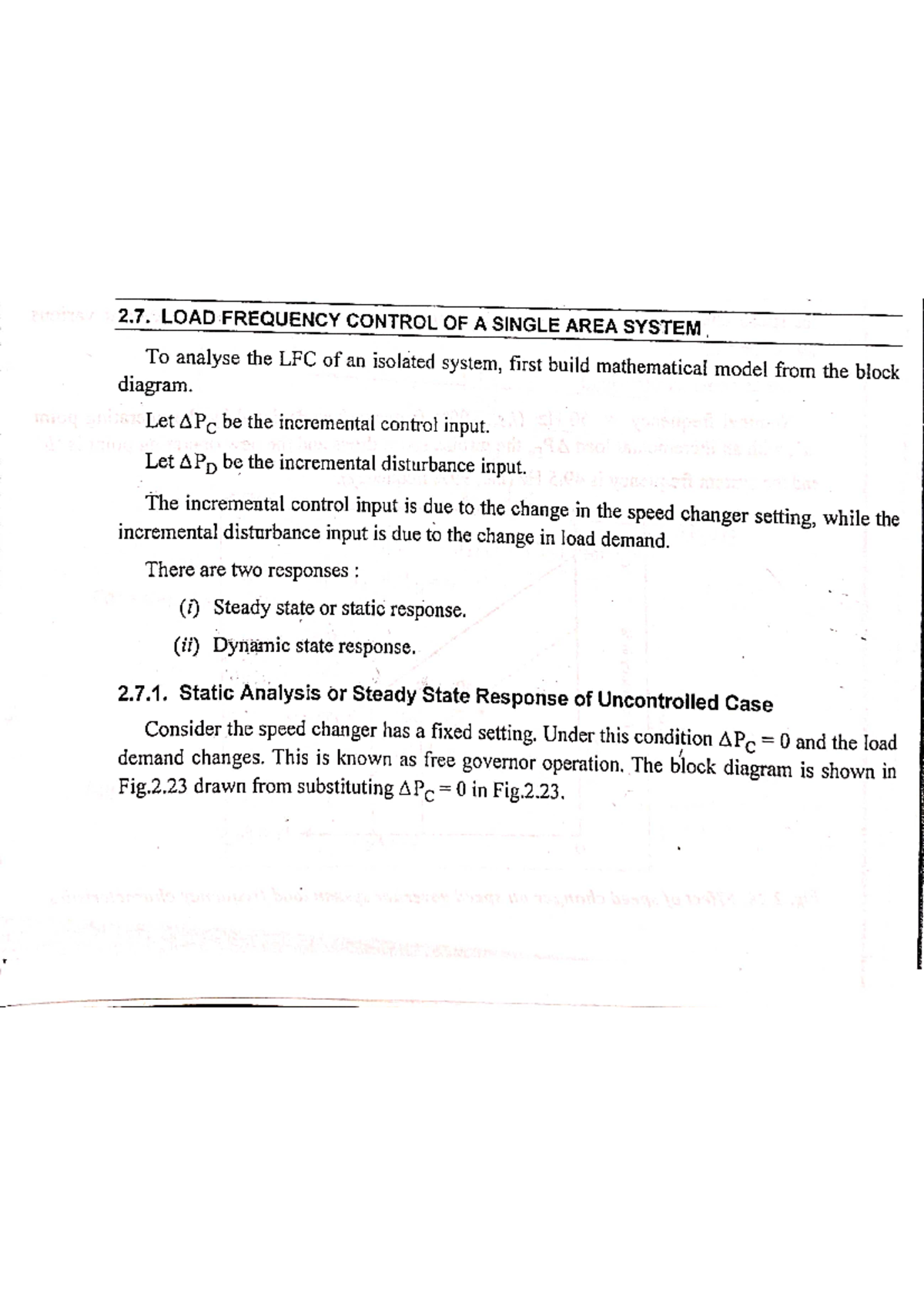 PSOC UNIT 2 REAL Power Frequency Control - power system analysis - Studocu