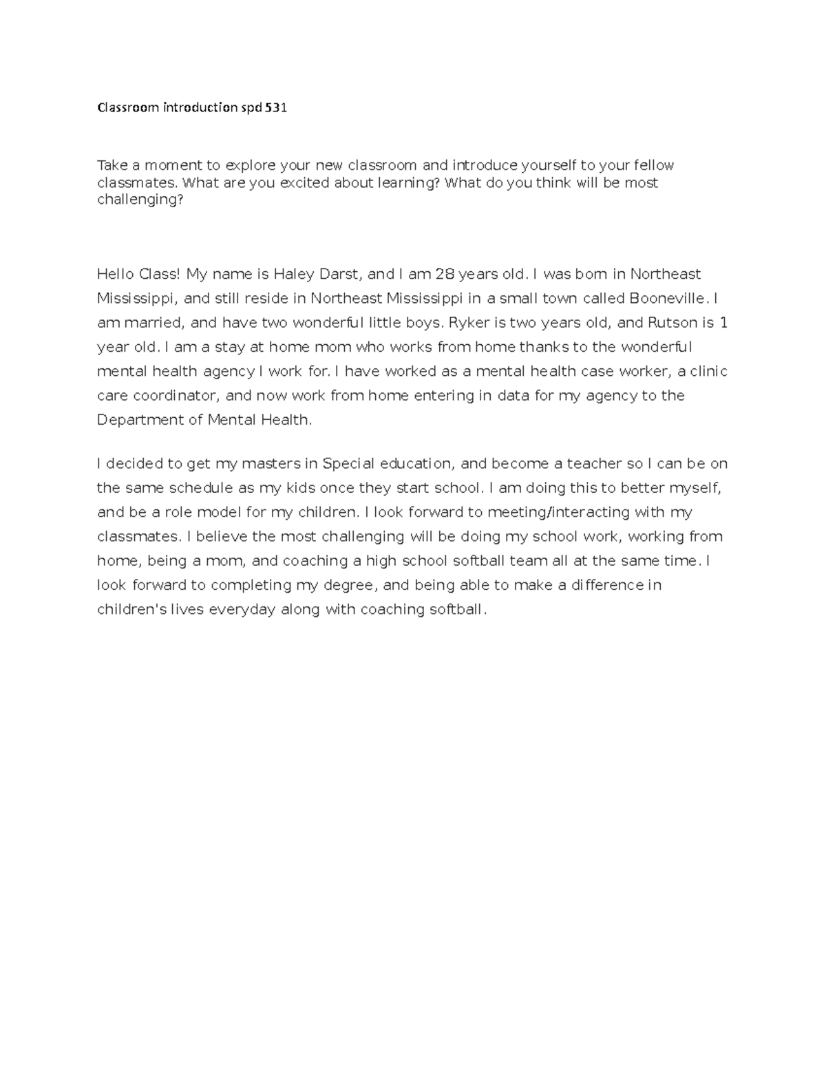 Classroom introduction spd 531 - SPD-200 - GCU - Studocu