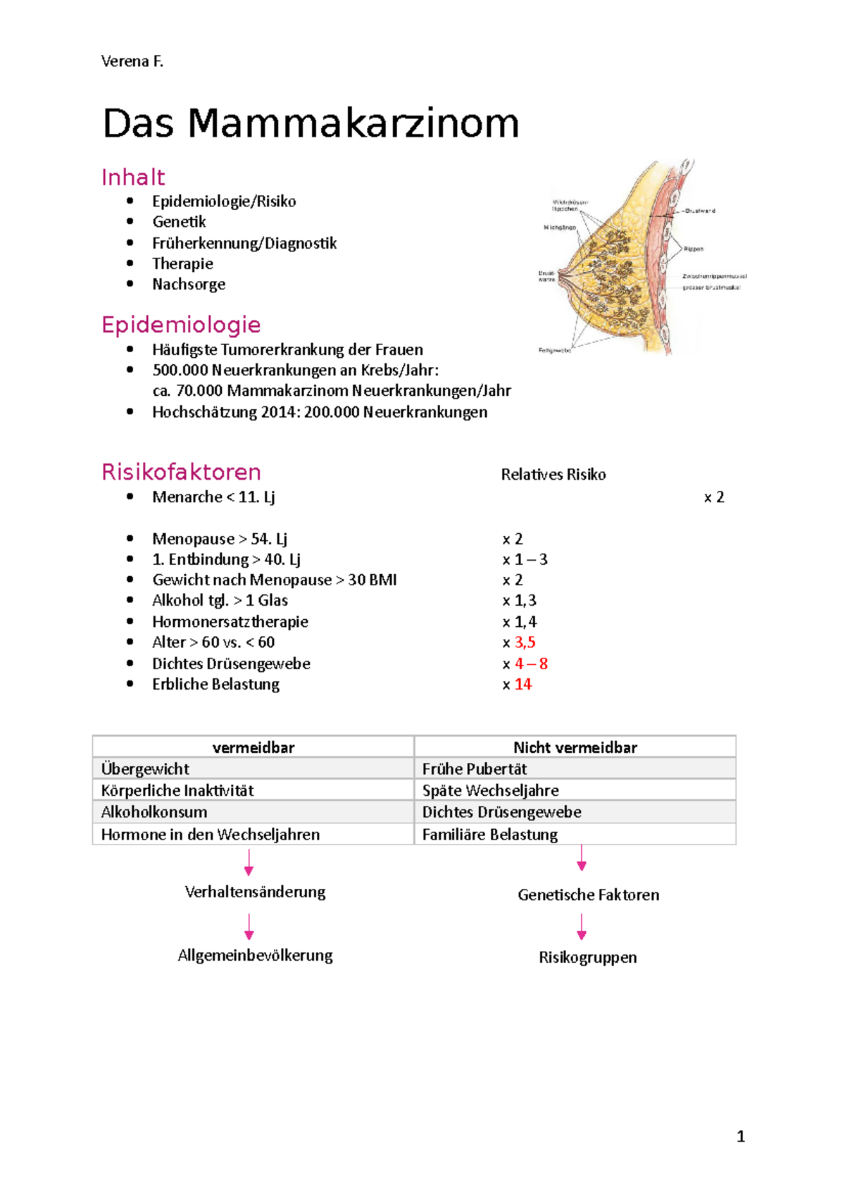 Gynäkologie Mammakarzinom - Das Mammakarzinom Inhalt Epidemiologie ...