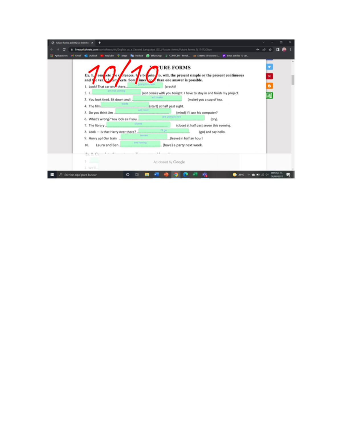 3. Future forms exercise - Inglés - Studocu