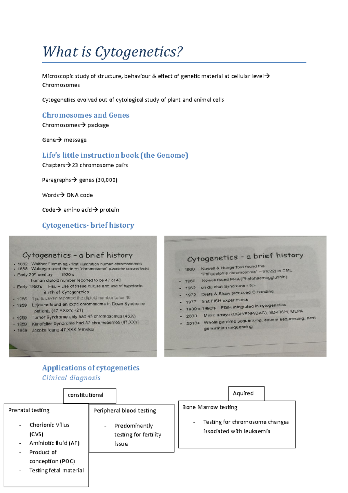 What is Cytogenetics - Studocu