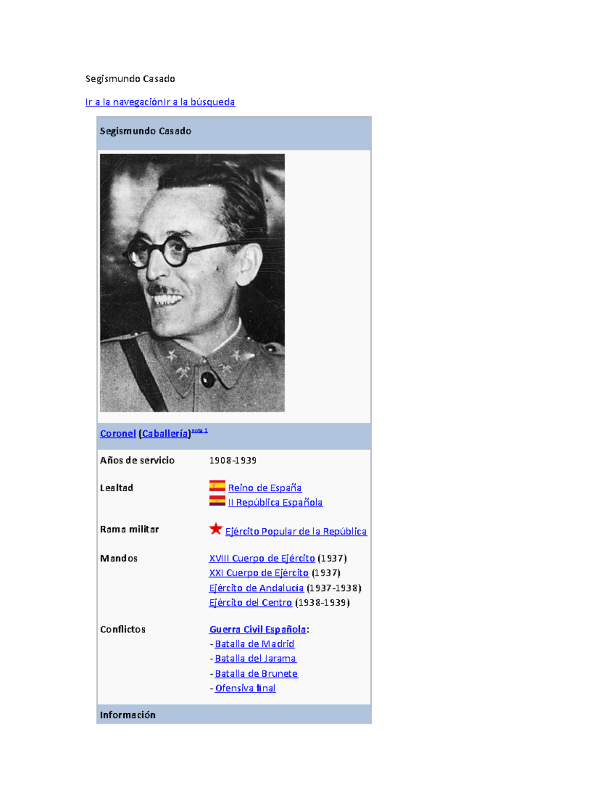 Segismundo Casado (Persona de la Historia) - Segismundo Casado Ir a la ...