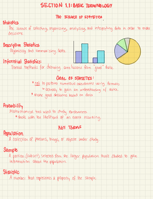 Statistics and Probability - SECTION 1: BASIC TERMINOLOGY THE ...