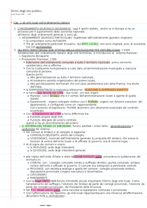 Diritto ENTI Locali - Appunti di lezione tutte - DIRITTO ENTI LOCALI ...