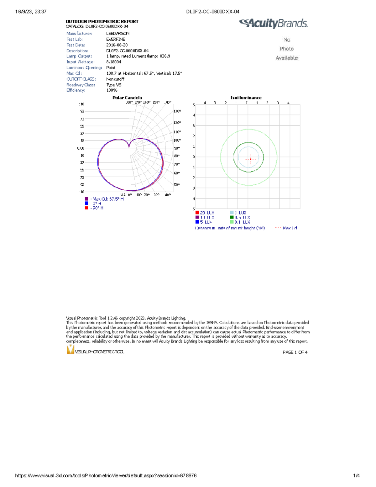 DL0F2 CC 0600DXX 04 - siiuuuuuuuuuuuuuuuu - OUTDOOR PHOTOMETRIC REPORT ...