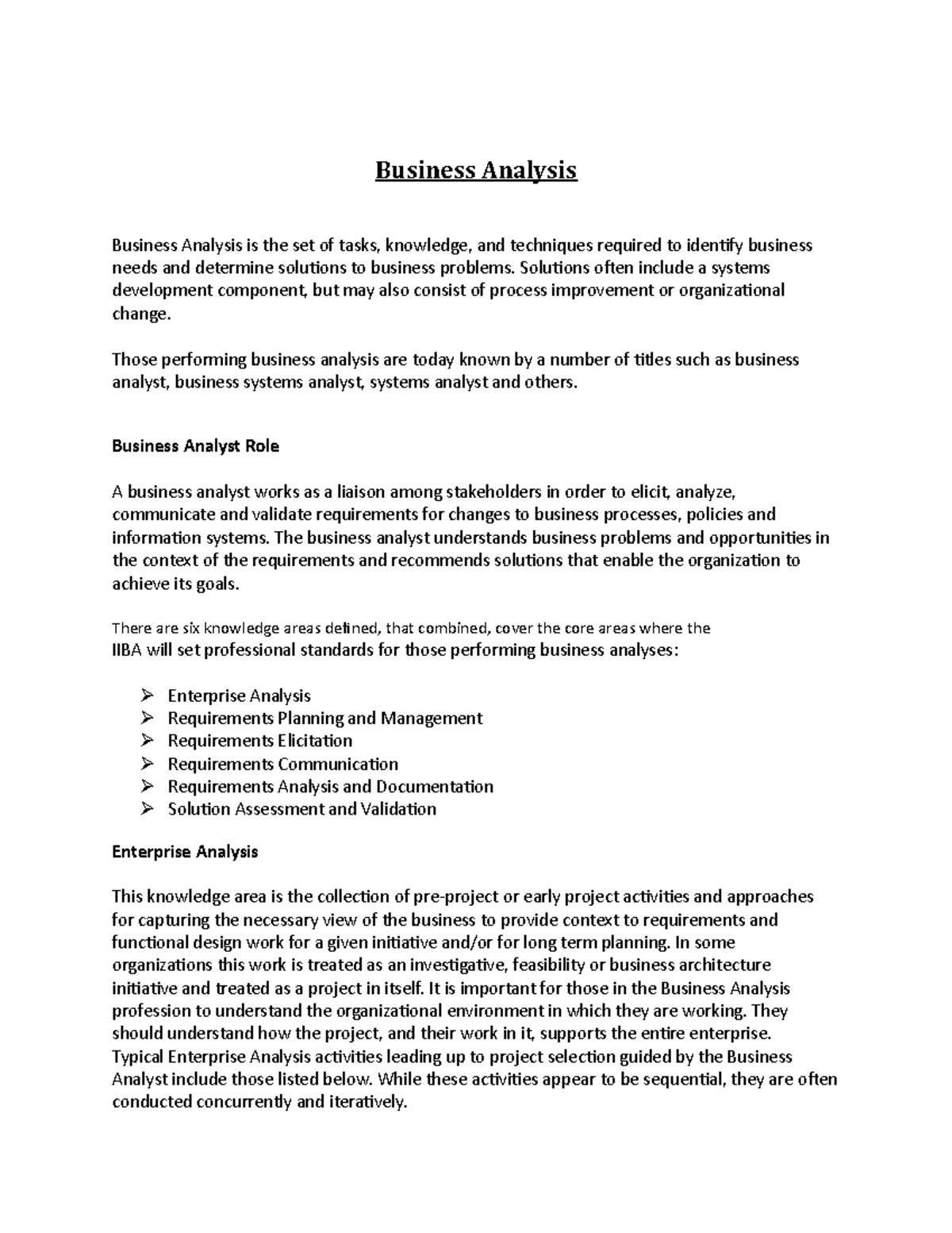 introduction to Business Analysis and project management - Business ...