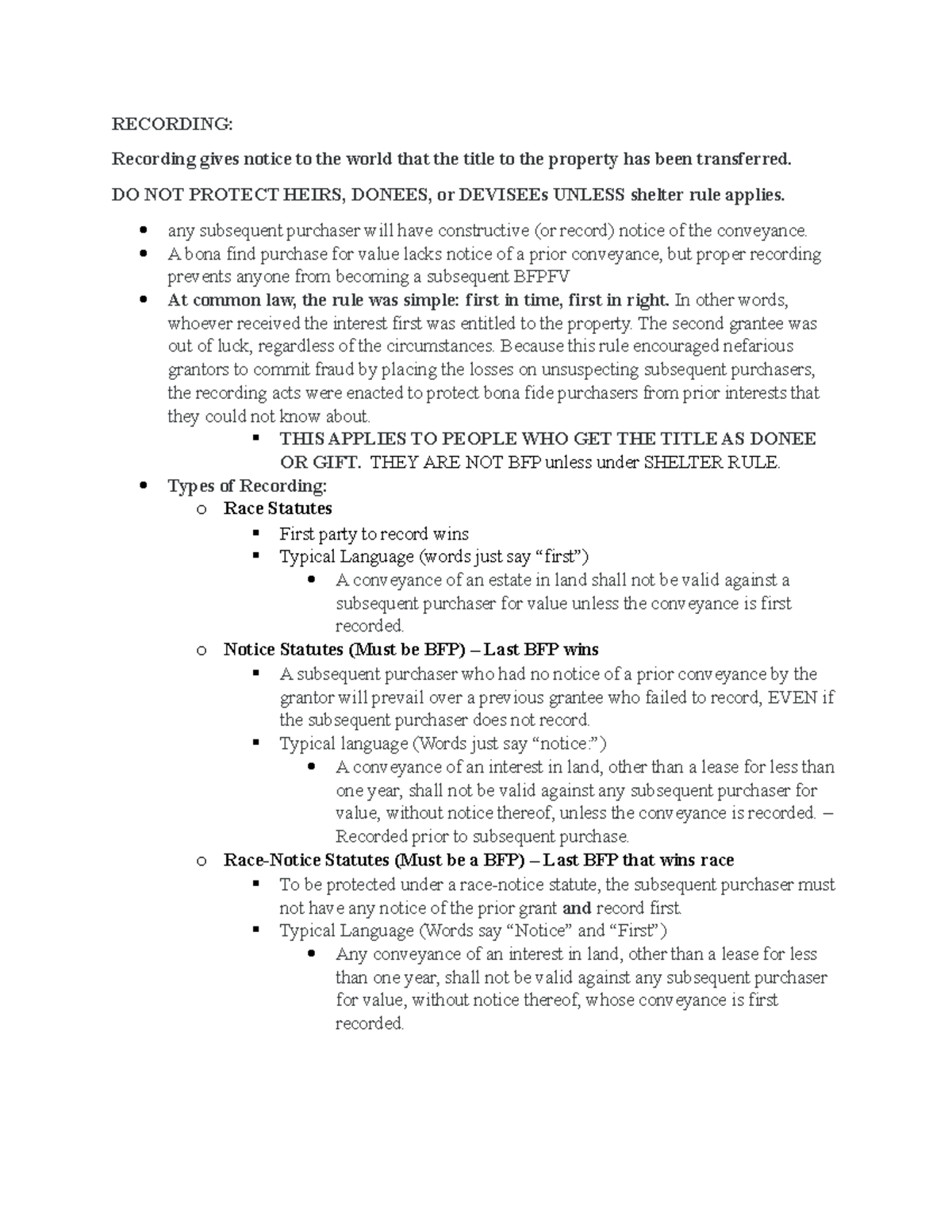 Property Recording Outline - Delinah D Williams - RECORDING: Recording ...