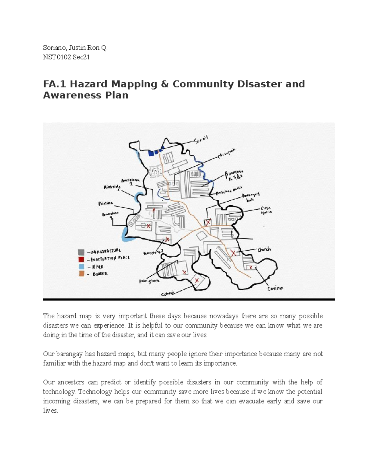 Soriano Sec21 FA1 - Hazard mapping - Soriano, Justin Ron Q. NST0102 Sec FA Hazard Mapping ...