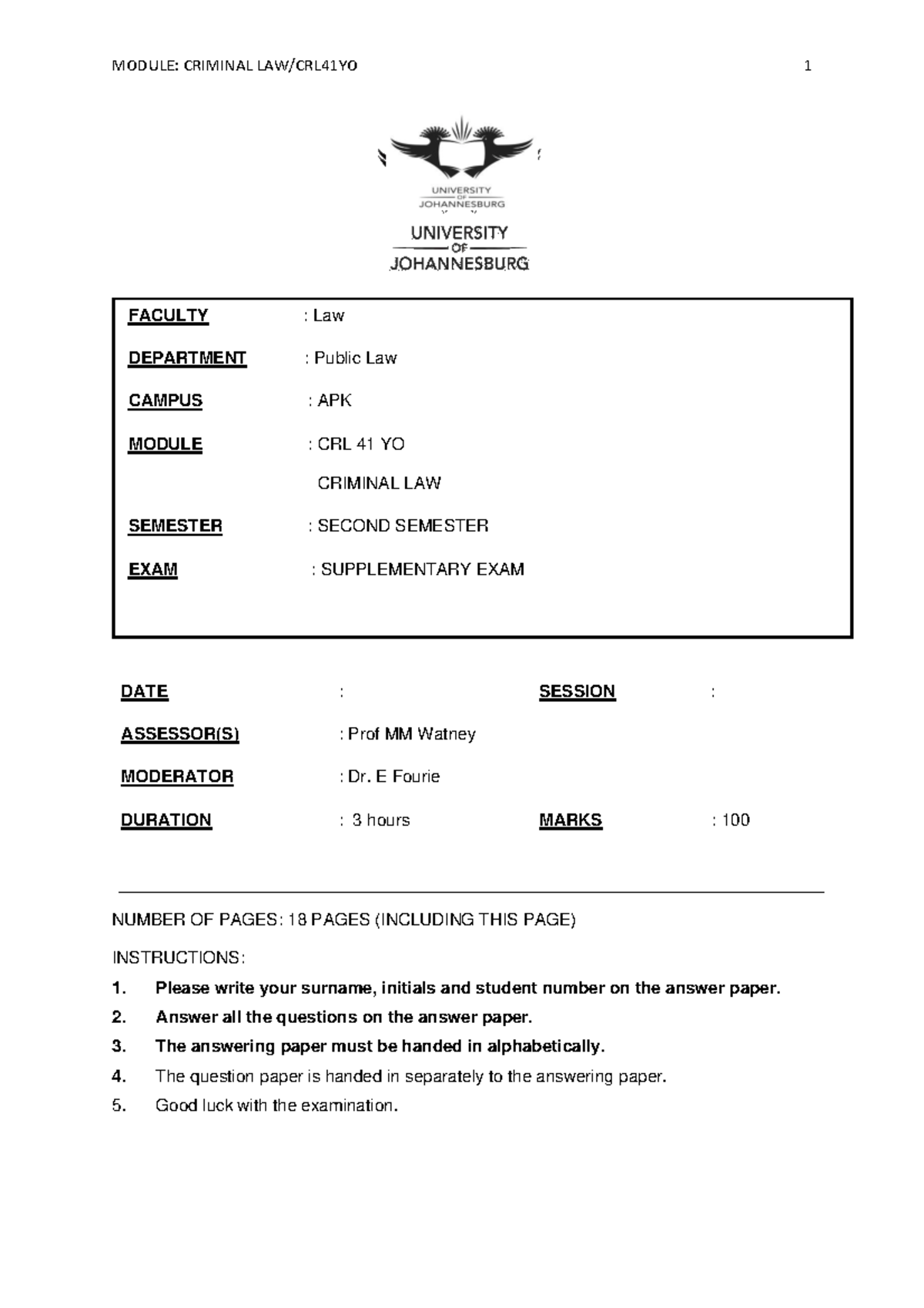 Second%20 Paper%20criminal%20law%202020 2 - FACULTY : Law DEPARTMENT ...