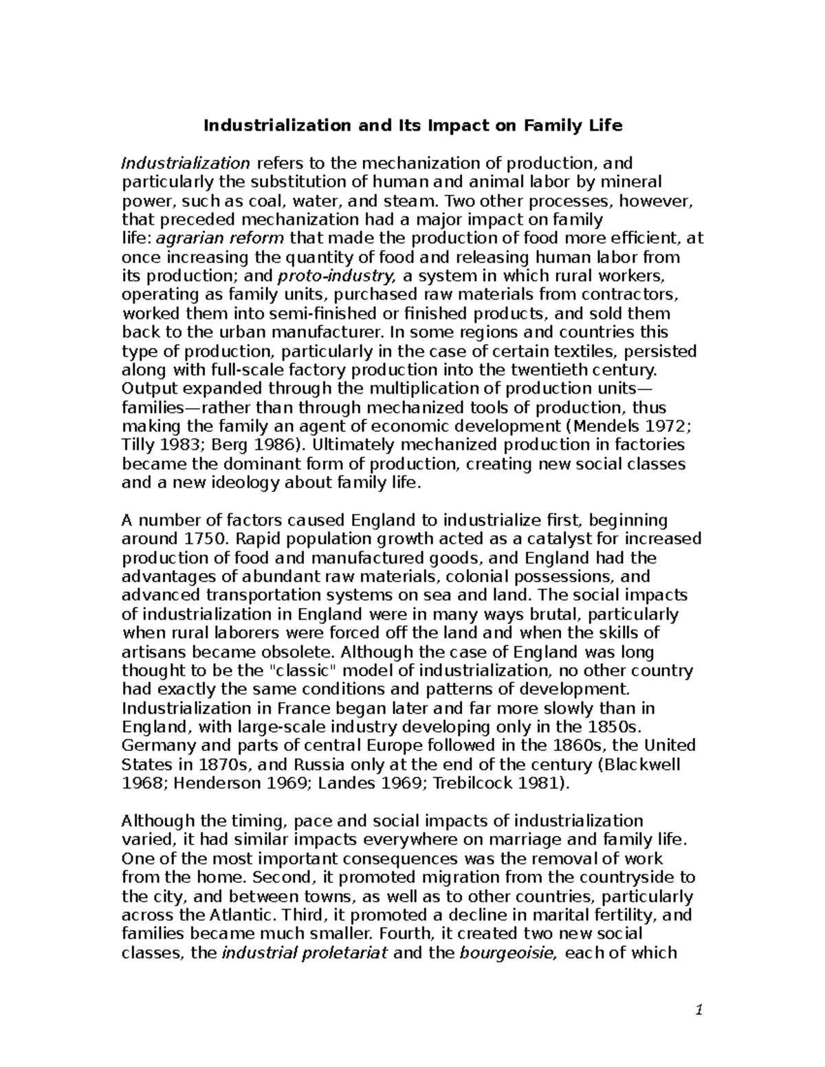 Industrialization and Family Life - Industrialization and Its Impact on ...