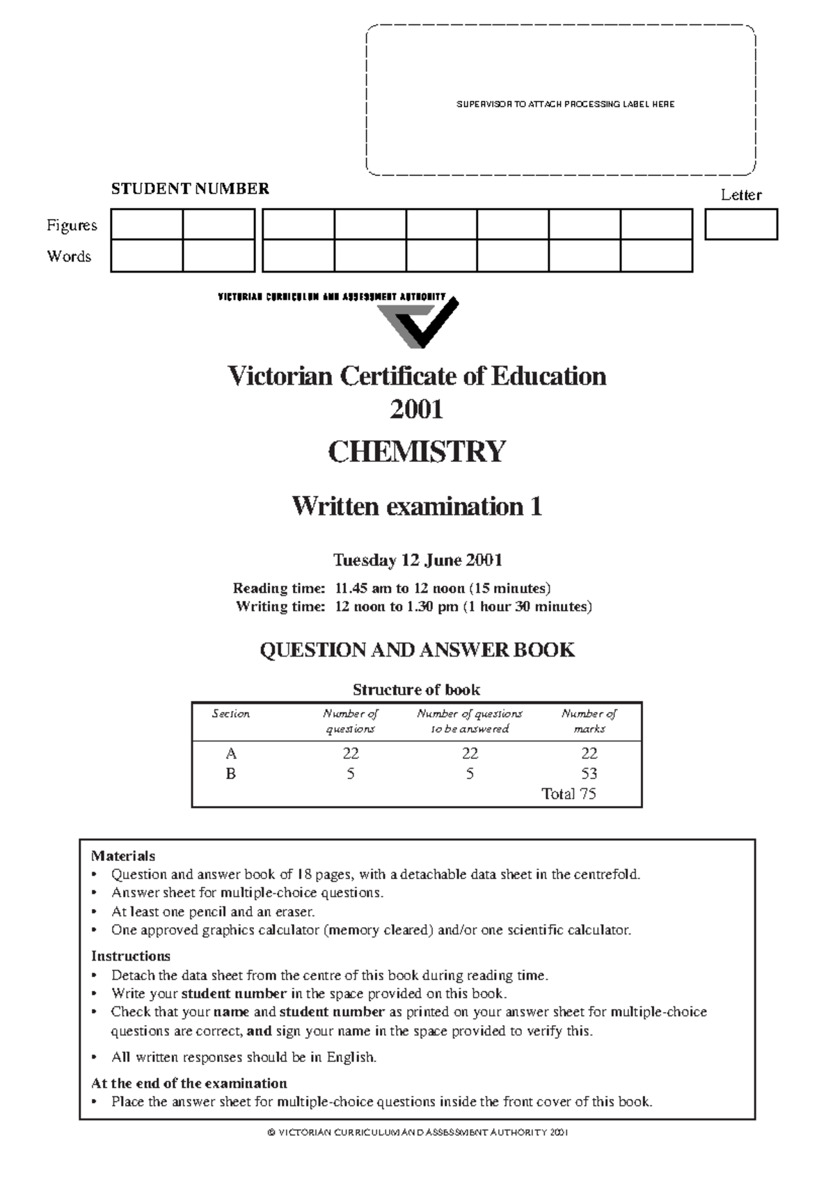 2001 vcaa unit 3 - Victorian Certificate of Education 2001 Written ...