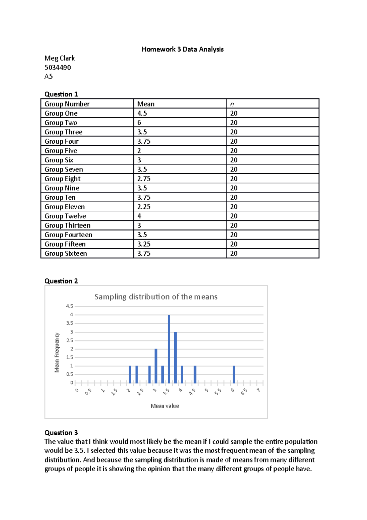 Homework 3 Data Analysis - Homework 3 Data Analysis Sampling ...
