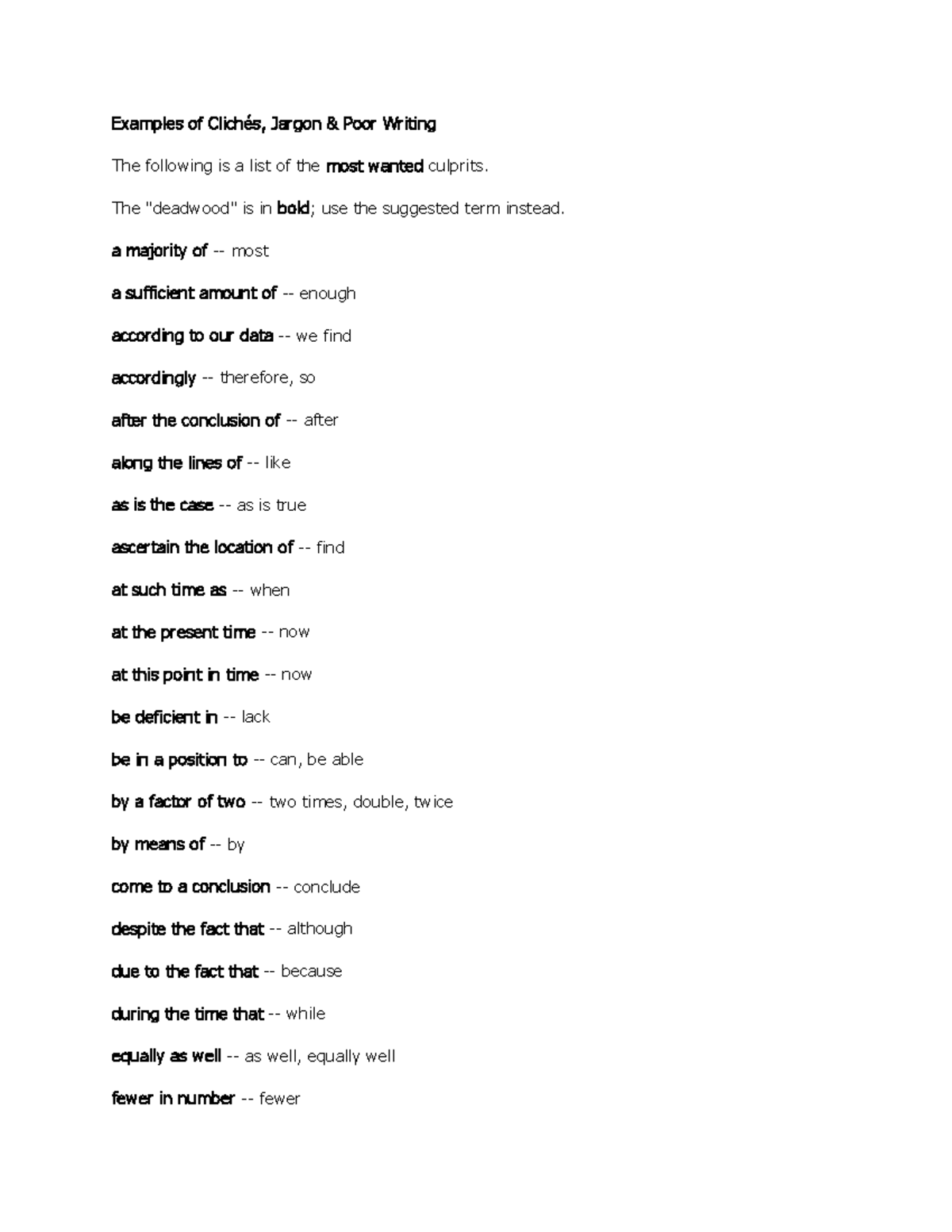 Examples of Clichés - Communication Skills - Examples of Clichés ...