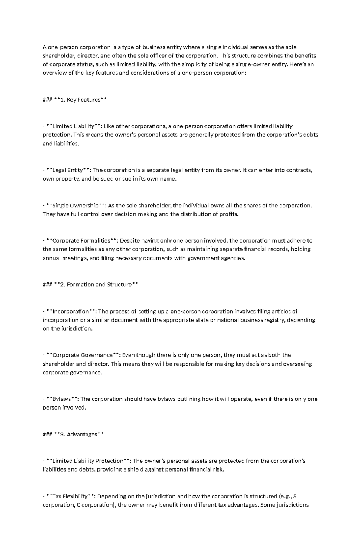 OPC - acc - A one-person corporation is a type of business entity where ...