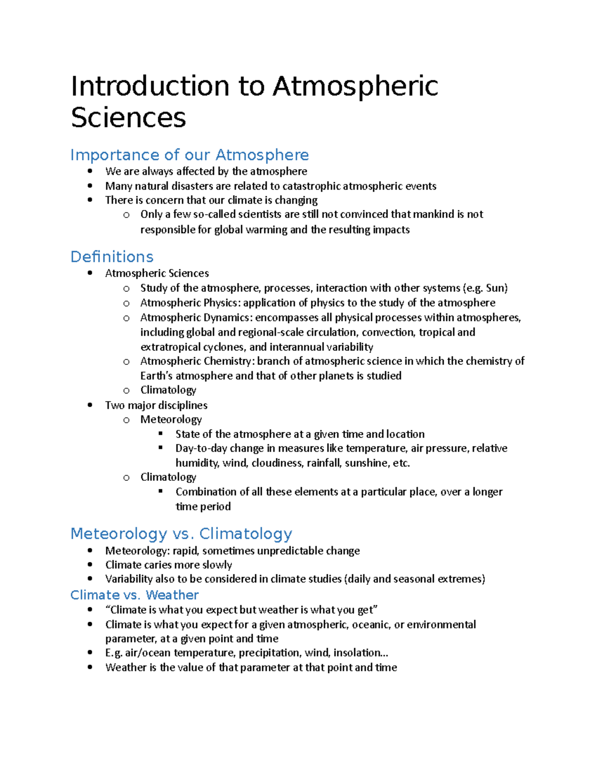 ATOC 181 - Lecture notes 1-10 - Introduction to Atmospheric Sciences ...