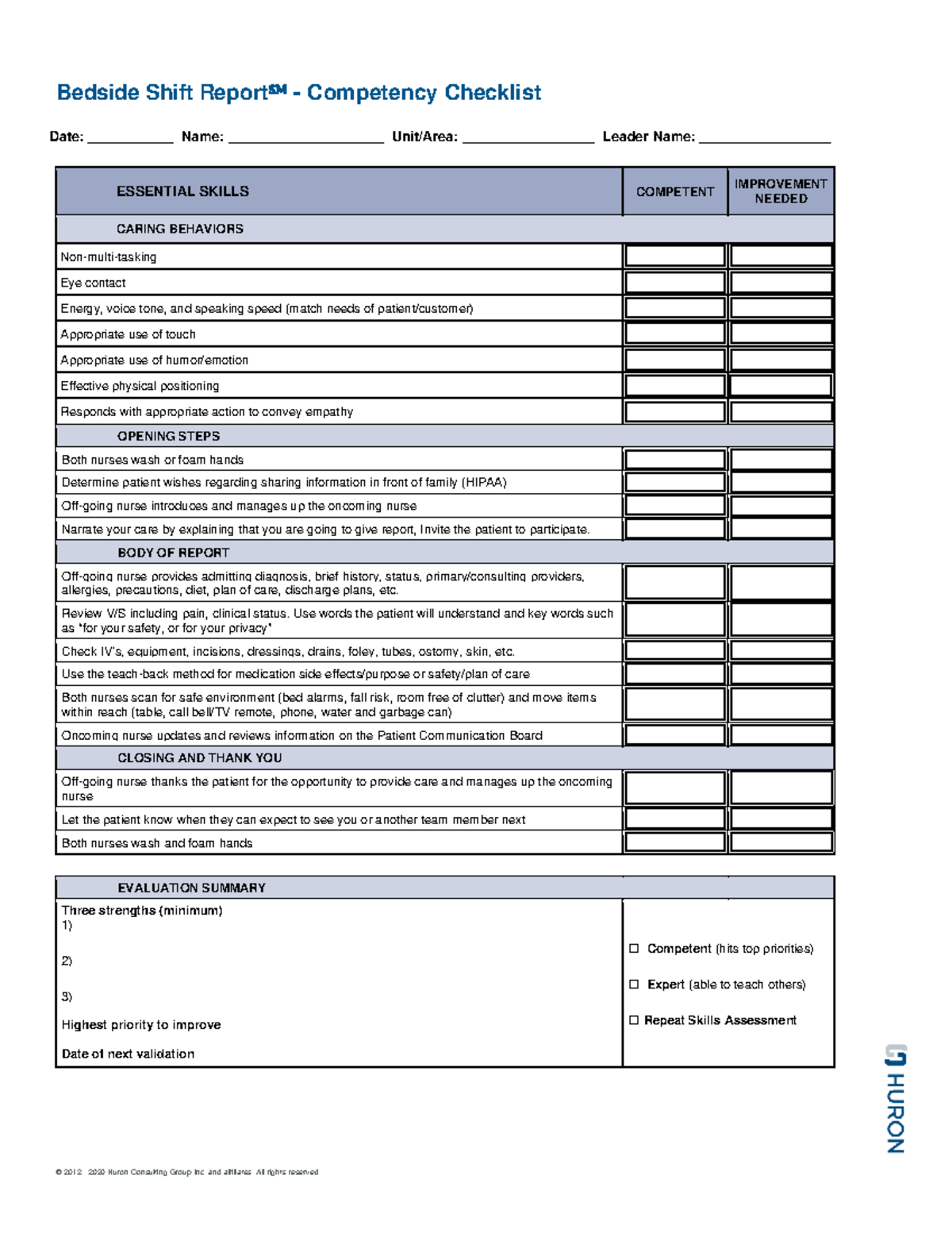 Comp-Checklist-BSR 2 - © 2012 - 2020 Huron Consulting Group Inc. and ...
