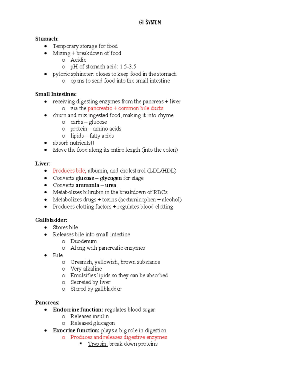 Nclex GI - gi - Stomach: - Temporary storage for food - Mixing ...