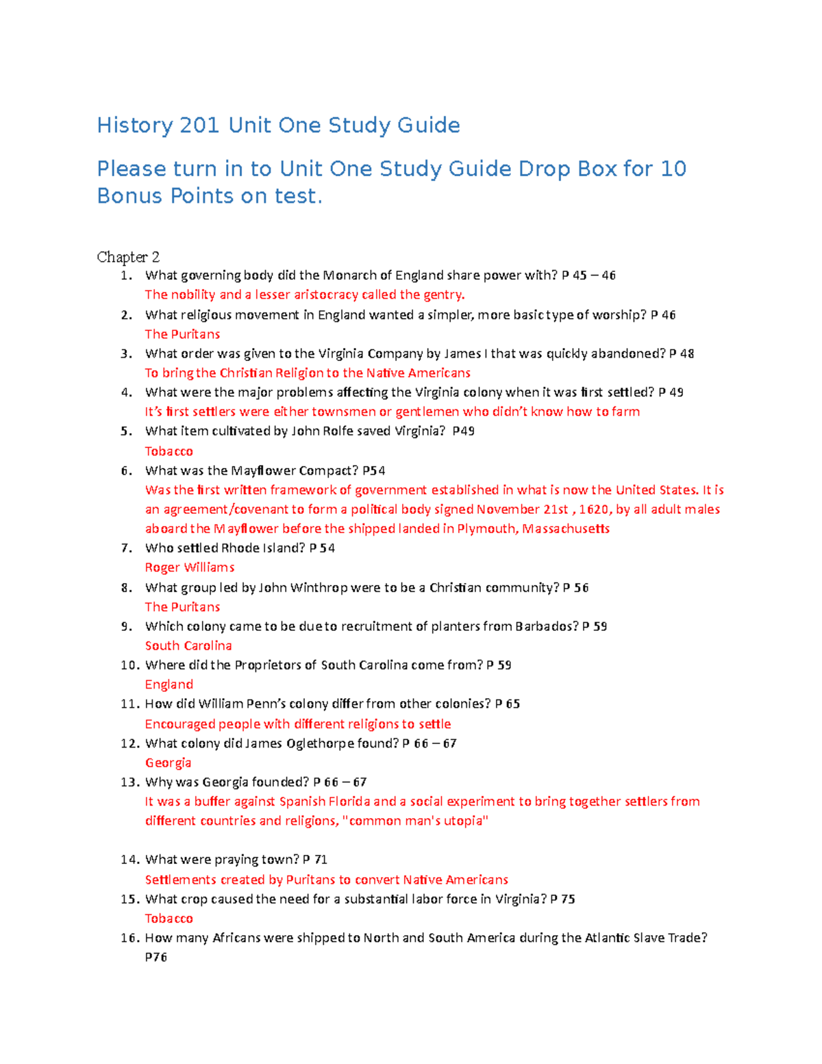 History 201 Unit One Study Guide - BIO211 - York Tech - Studocu