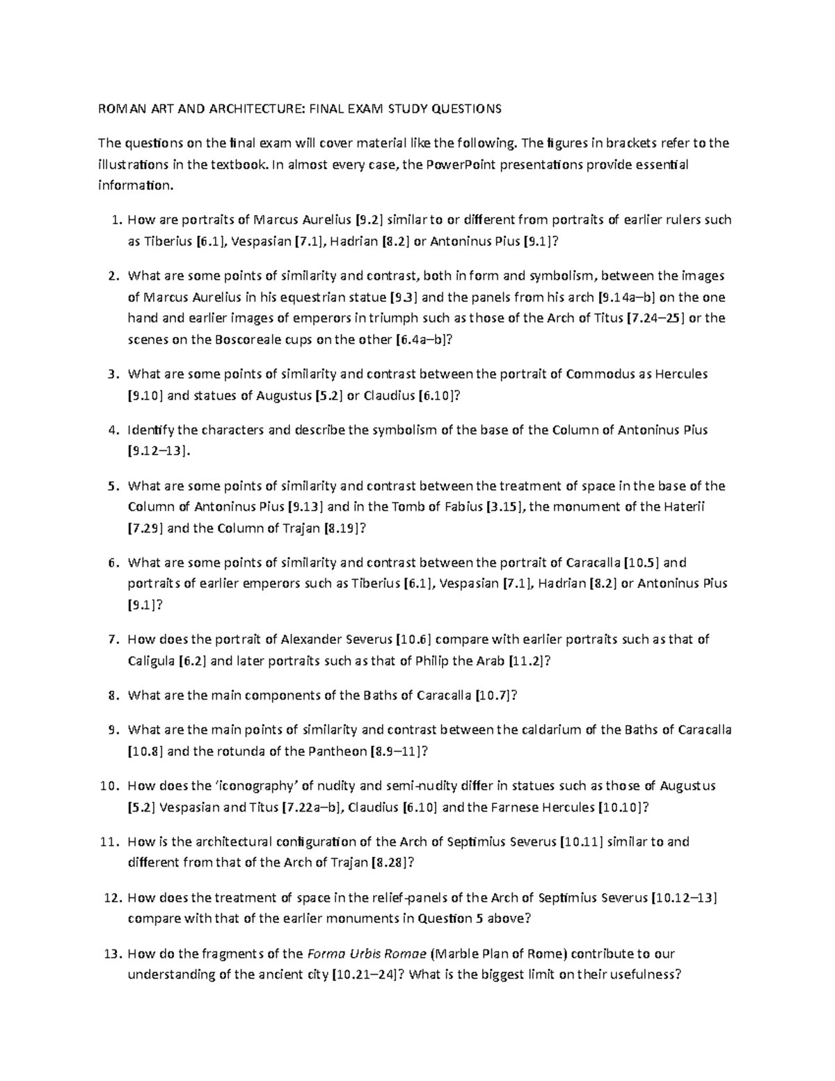 Final Study Questions art history - ROMAN ART AND ARCHITECTURE: FINAL ...