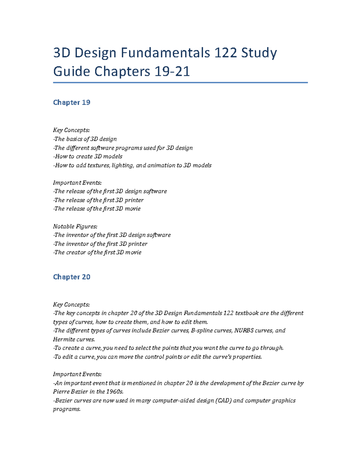 3D Design Fundamentals 122 Study Guide Chapters 19-21 - 3D Design ...