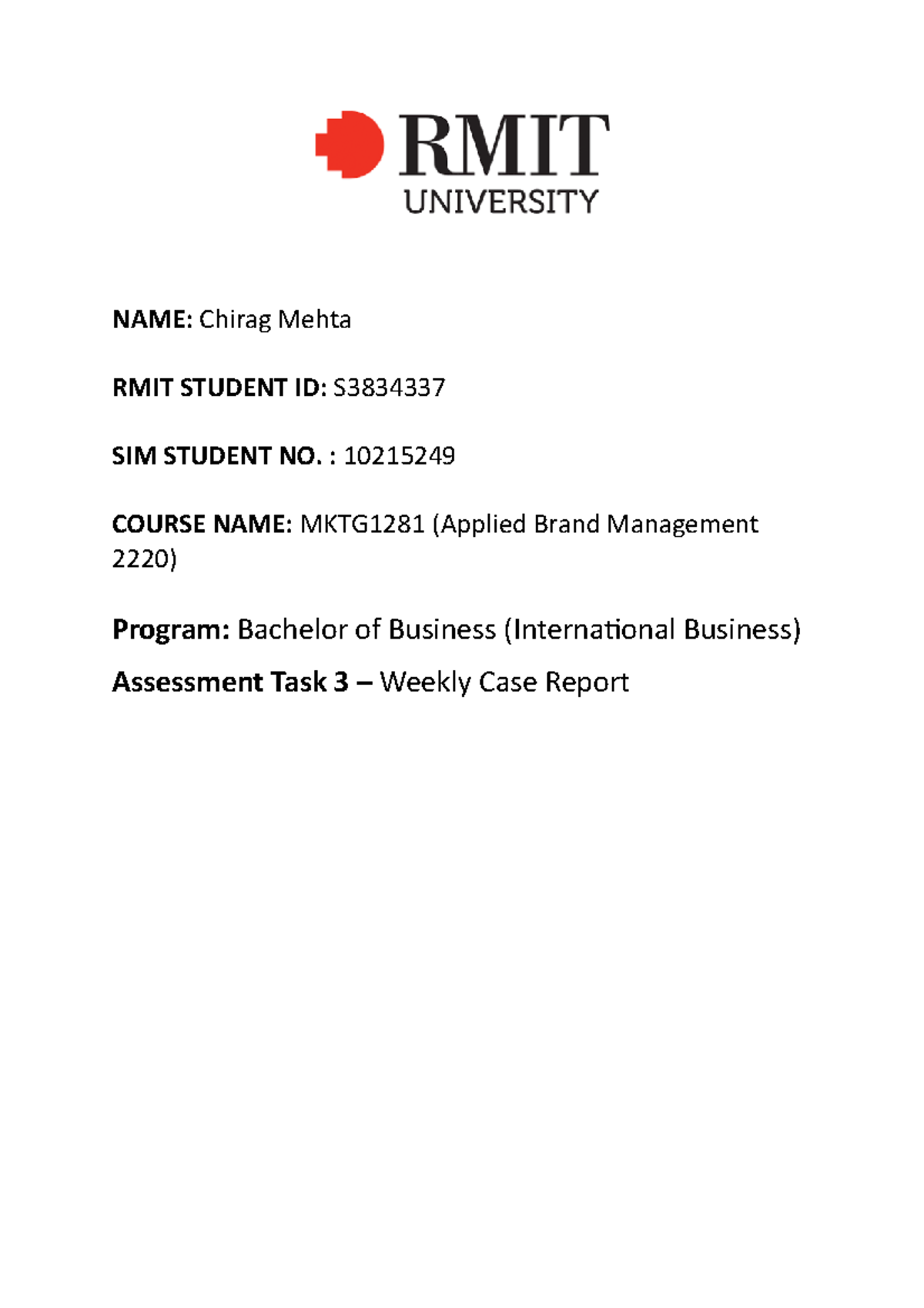 ABM Assignment 3 decent work done. Credit - MKTG1281 - RMIT University ...