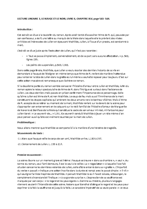 Lecture lineaire 1 Chapitre 4 - STENDHAL, LE ROUGE ET LE NOIR, 1830 ...
