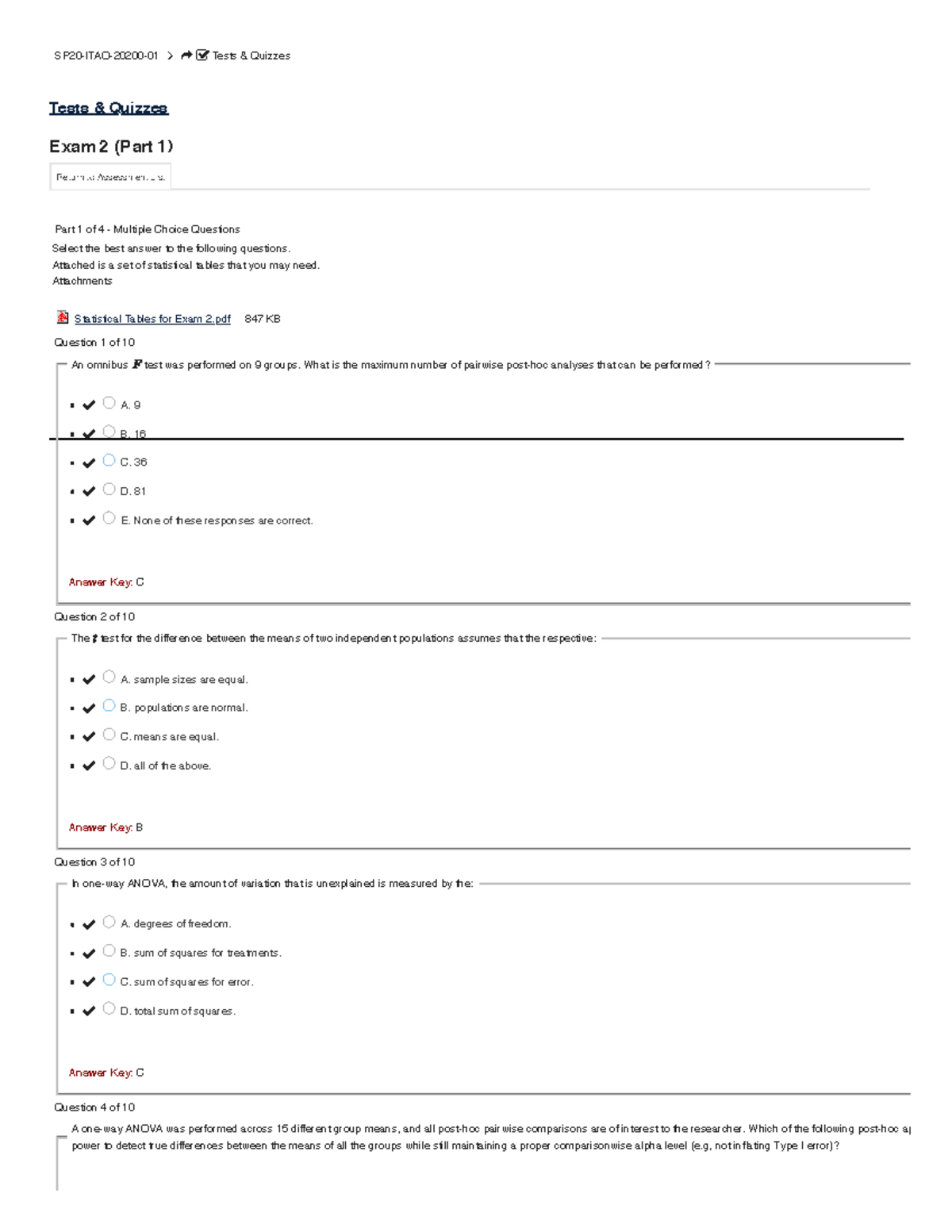 Exam 2 Practice Questions Part 1 - Exam 2 (Part 1) Return to Assessment ...